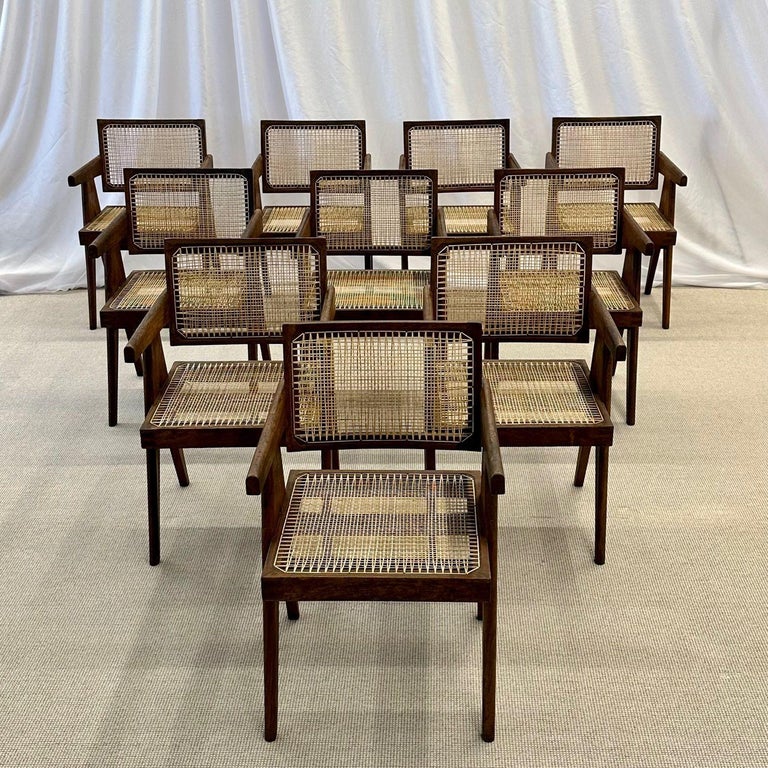 10 Pierre Jeanneret Dining, Arm Chairs, French Mid-Century Modern ...