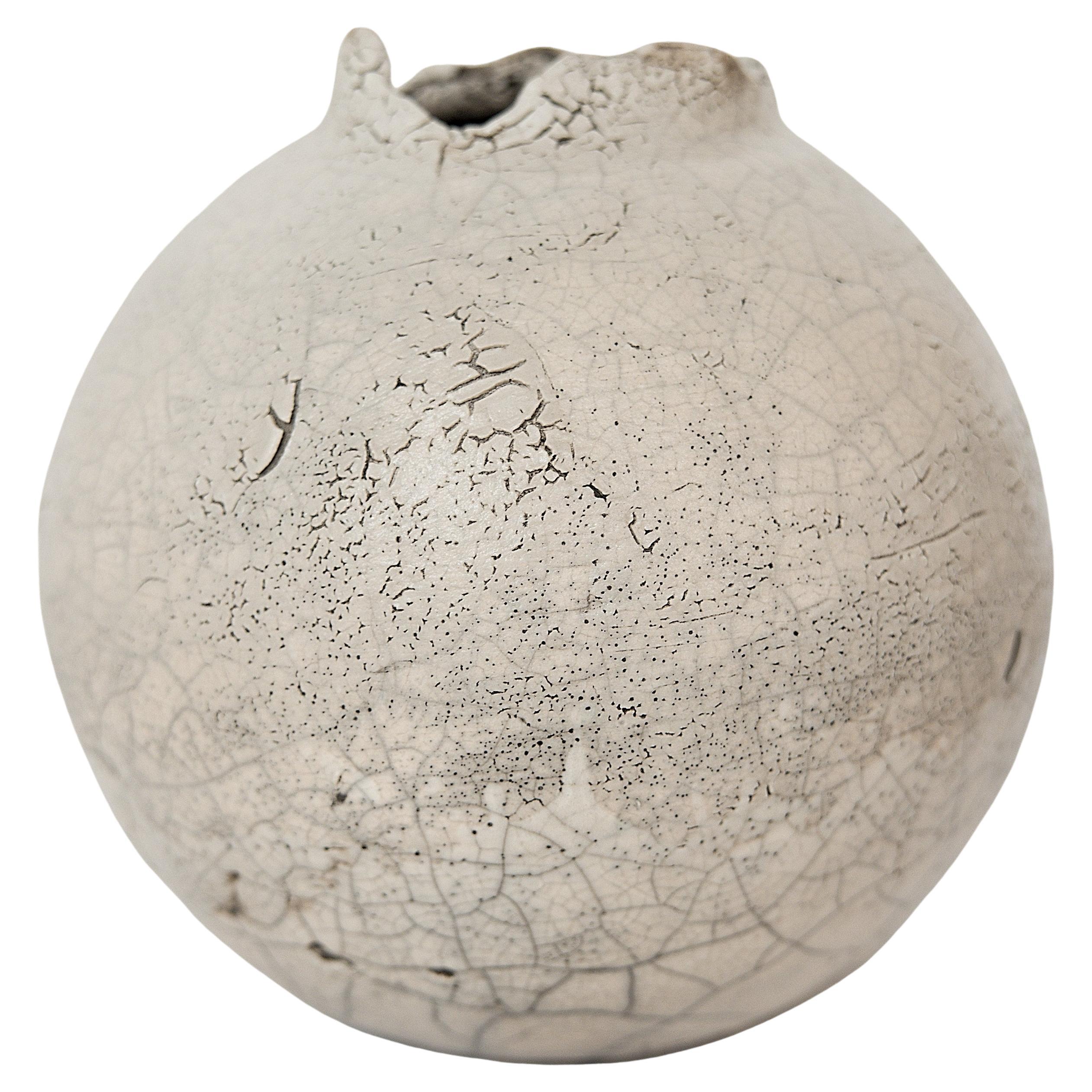 10 Raku White Crackle Moon Vase Ii Handmade For Sale At 1stdibs