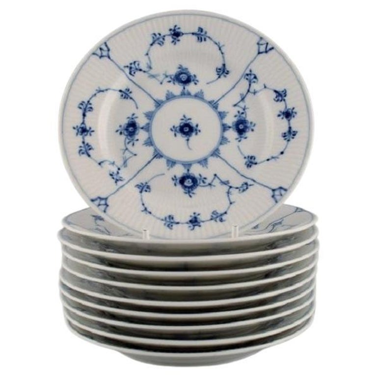 10 Royal Copenhagen Blue Fluted Plain Cake Plates in Hand-Painted ...