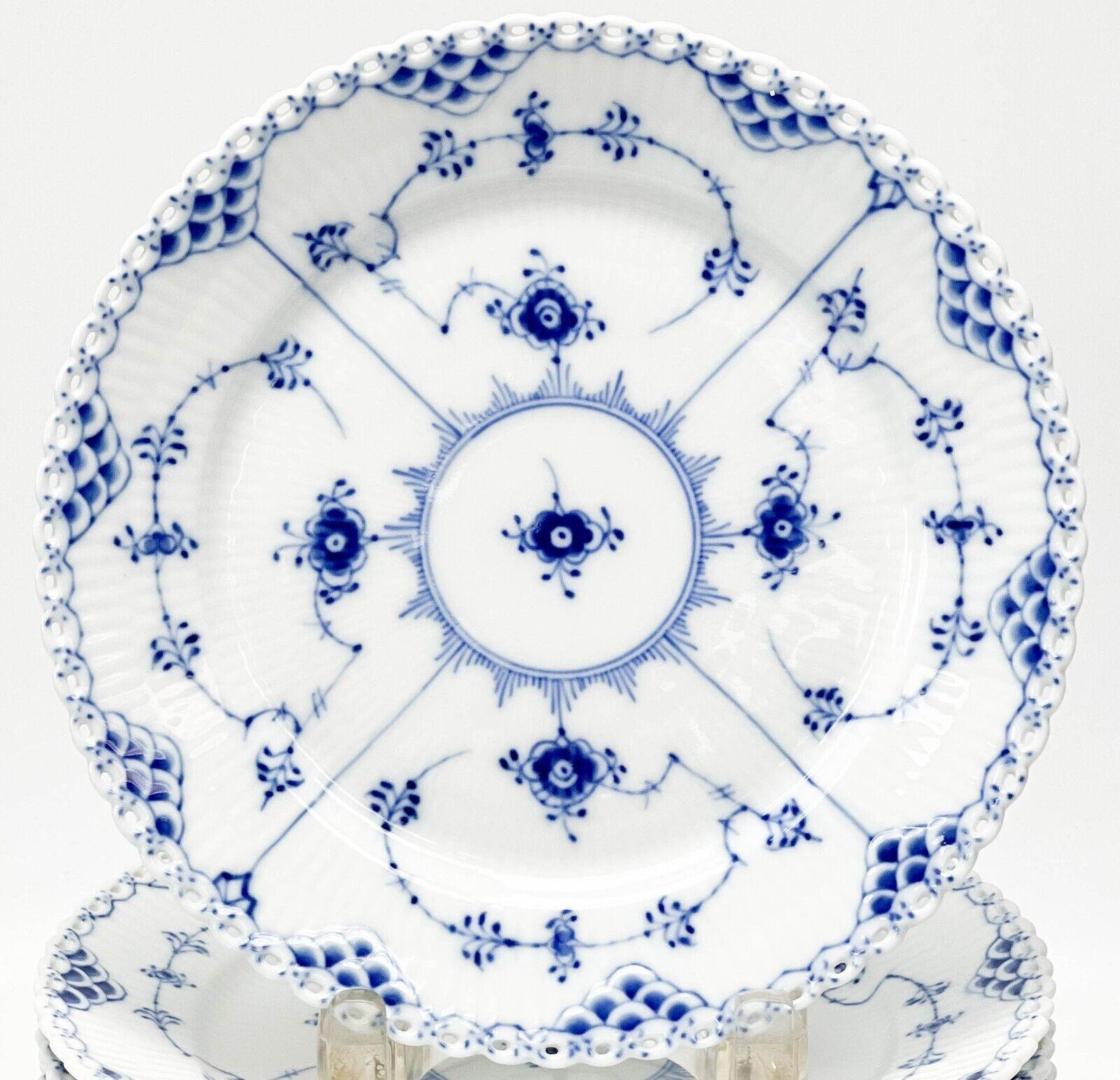 10 Royal Copenhagen Denmark Porcelain Dessert Plates Blue Fluted Full ...