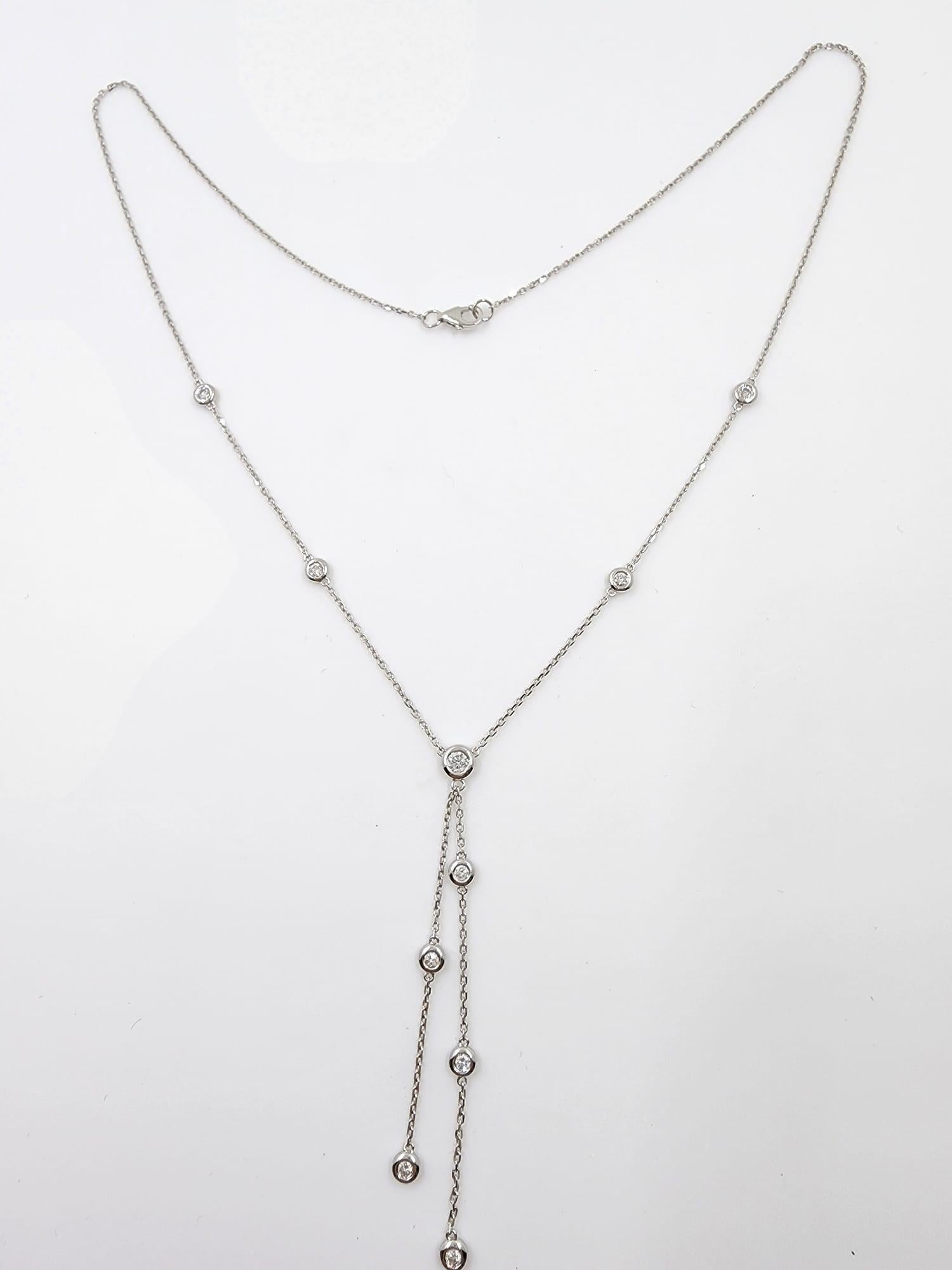 10-Station Diamond by the Yard Necklace in 14 Karat White Gold at 1stDibs