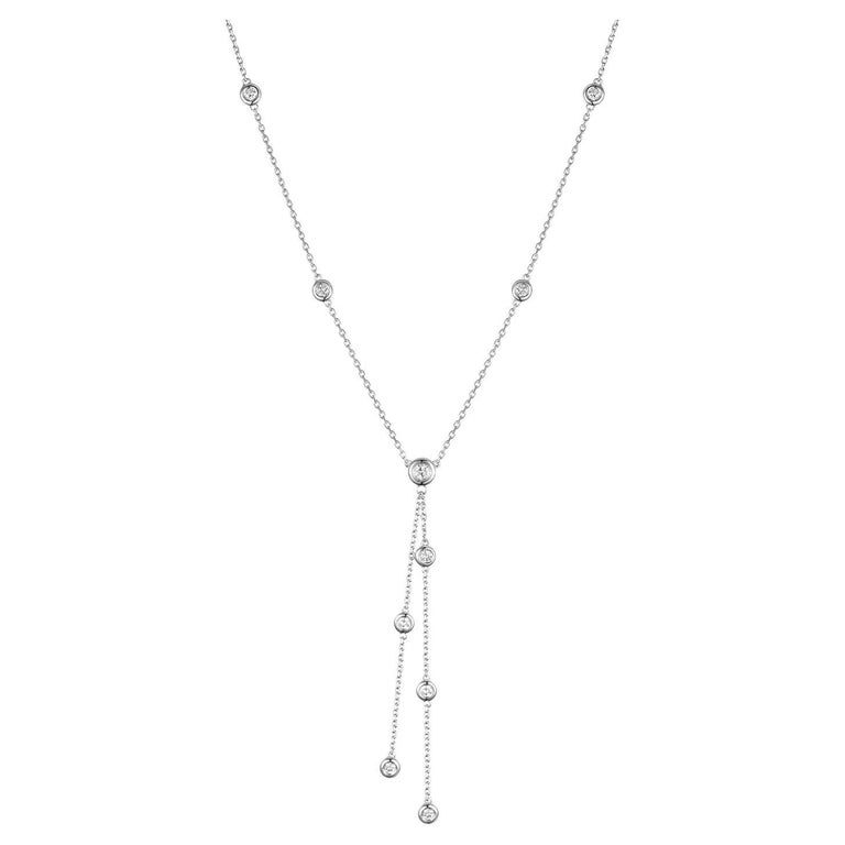 10-Station Diamond by the Yard Necklace in 14 Karat White Gold at 1stDibs