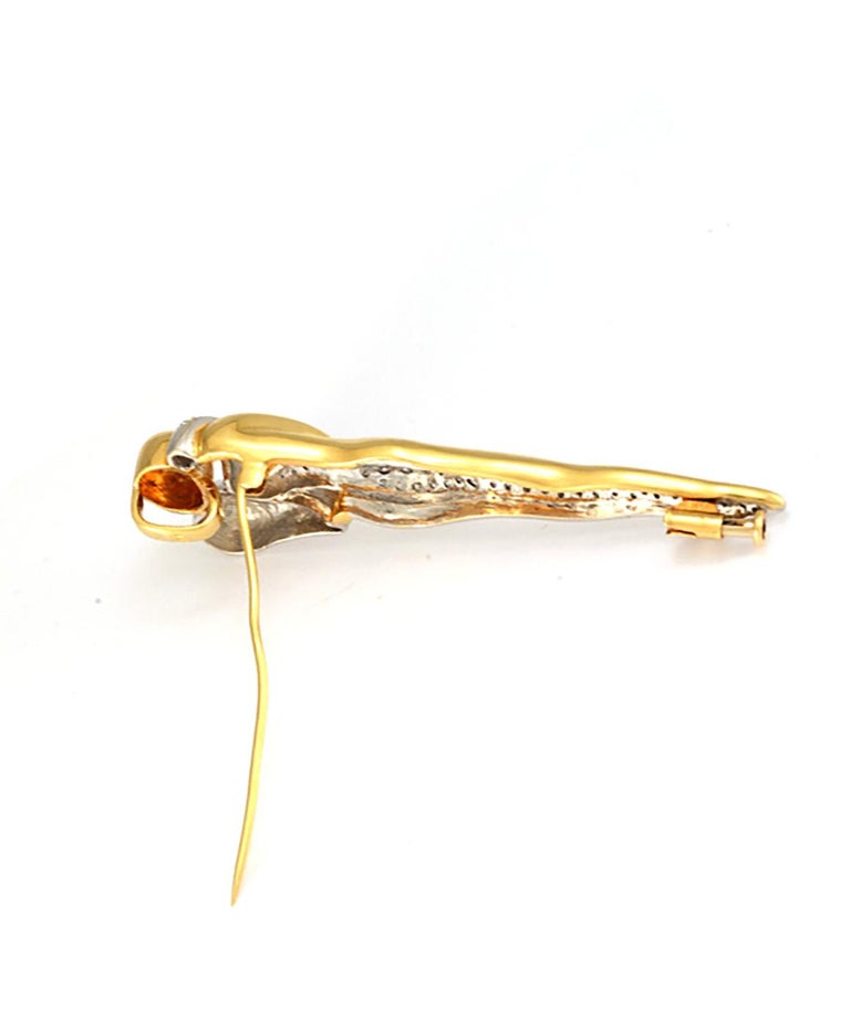 100% Authentic Erte Solid 18K Two-Tone Gold Man and Woman Diamond Pin ...