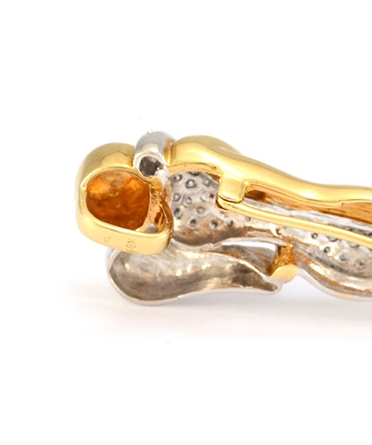 100% Authentic Erte Solid 18K Two-Tone Gold Man and Woman Diamond Pin ...