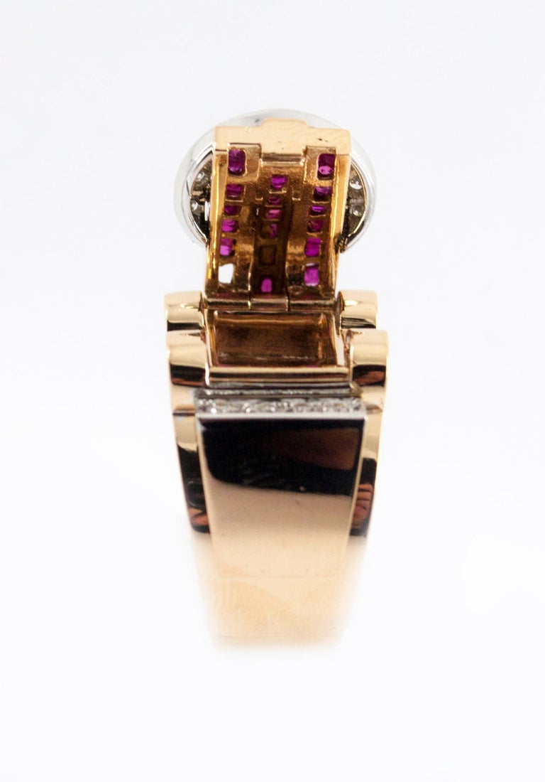 1.00 Carat Carre Cut Ruby 0.35 Carat White Diamond Yellow Gold Poison ...