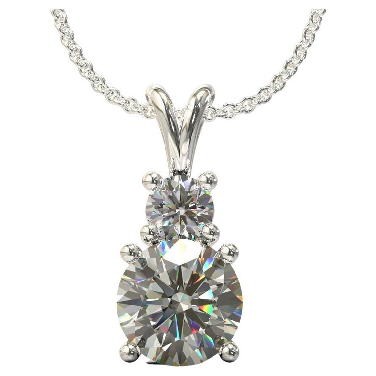 1.00 Carat Design Round Brilliant Diamond Necklace in Platinum For Sale ...