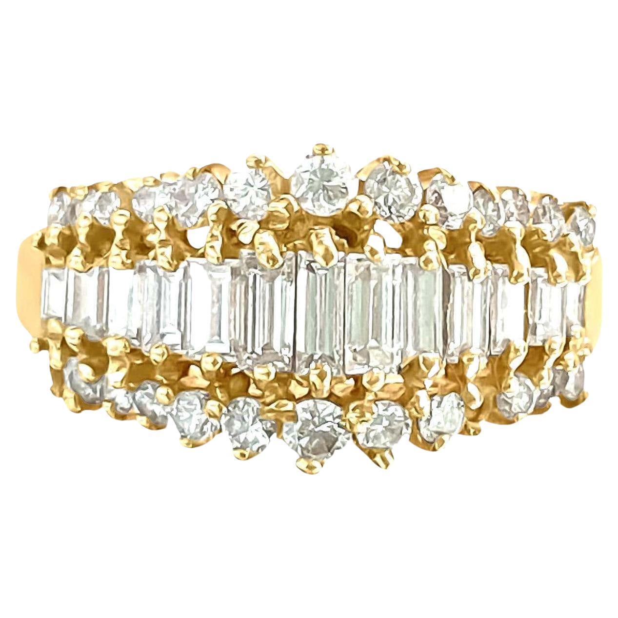 1.00 Carat Diamond 19 Karat Yellow Gold and Platinum Engagement Ring ...