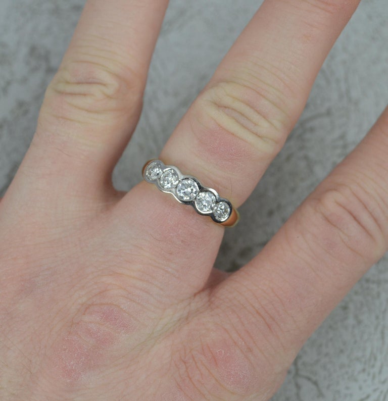 1.00 Carat Diamond and 18 Carat Gold Five Stone Stack Ring For Sale at 1stDibs