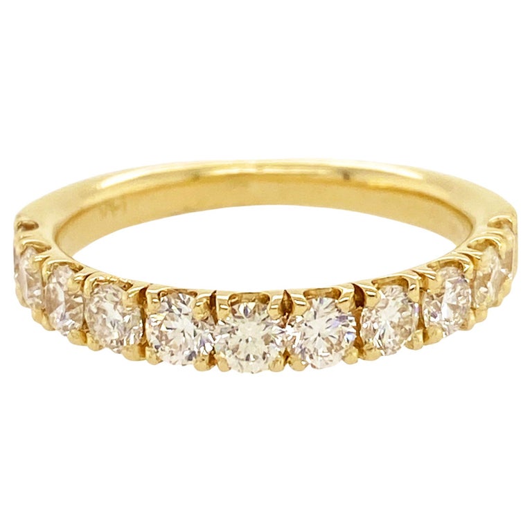 1.00 Carat Diamond Band in 14K Yellow Gold Half Diamond Anniversary ...
