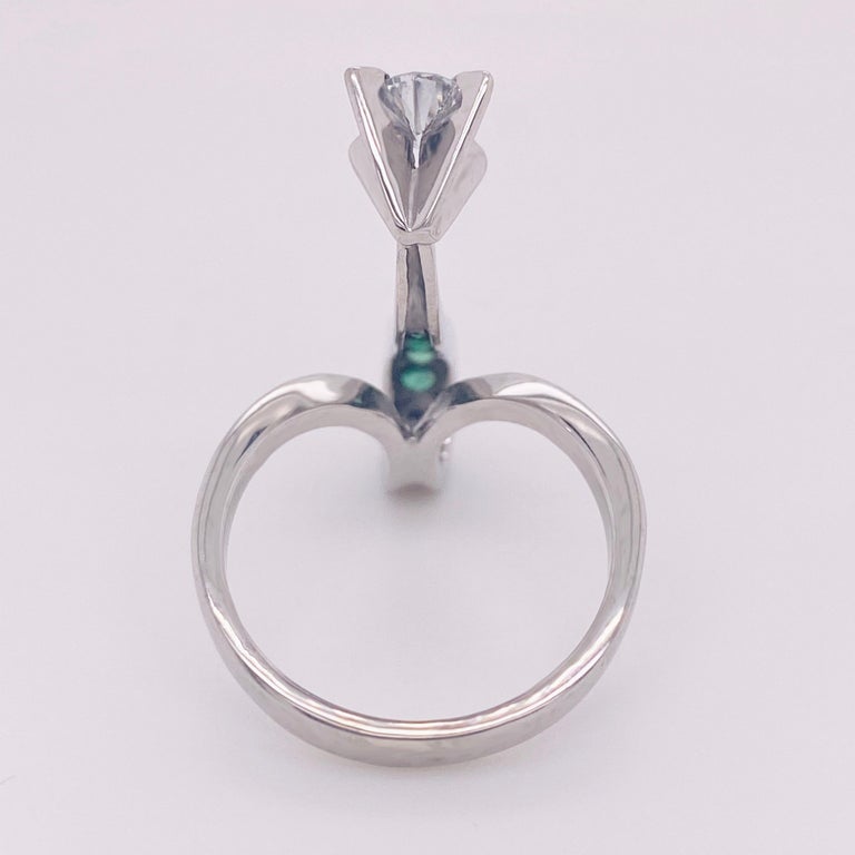 1.00 Carat Diamond and Emerald 14 Karat White Gold Freeform Ring, White ...