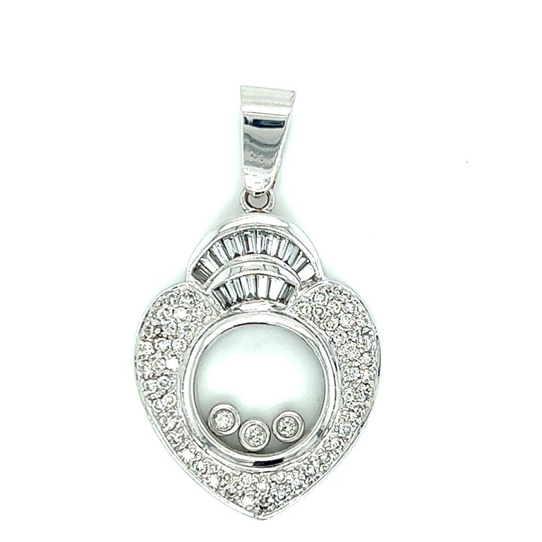 1.00 Carat Diamond Heart Shaped Floating Pendant in 14K Gold For Sale ...