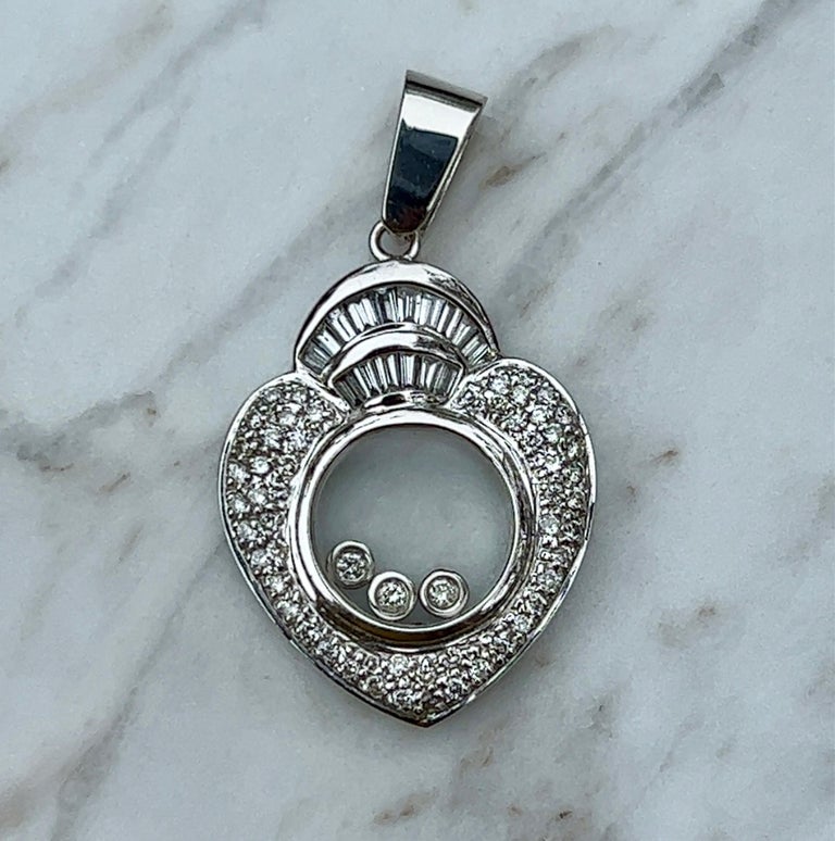 1.00 Carat Diamond Heart Shaped Floating Pendant in 14K Gold For Sale ...