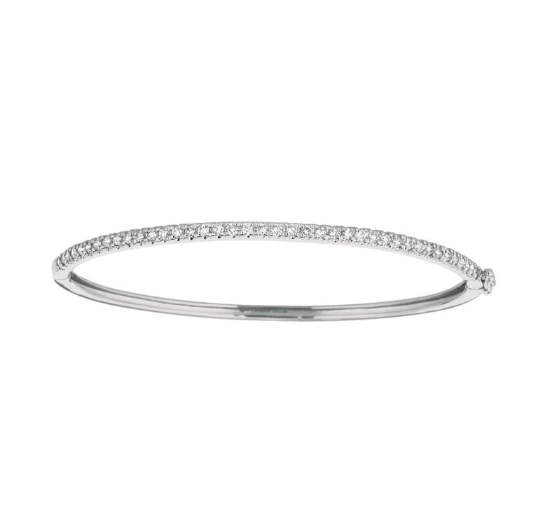 1 00 Carat Natural Diamond Bangle Bracelet G Si 14 Karat White Gold For