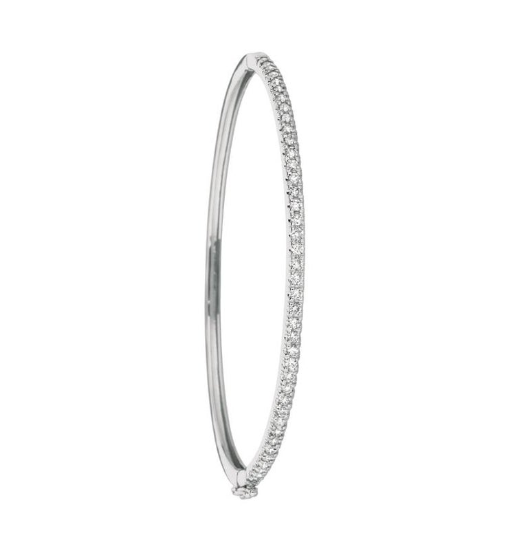 1 00 Carat Natural Diamond Bangle Bracelet G Si 14 Karat White Gold For