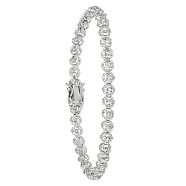 1 00 Carat Natural Diamond Bracelet G Si 14 Karat White Gold For Sale
