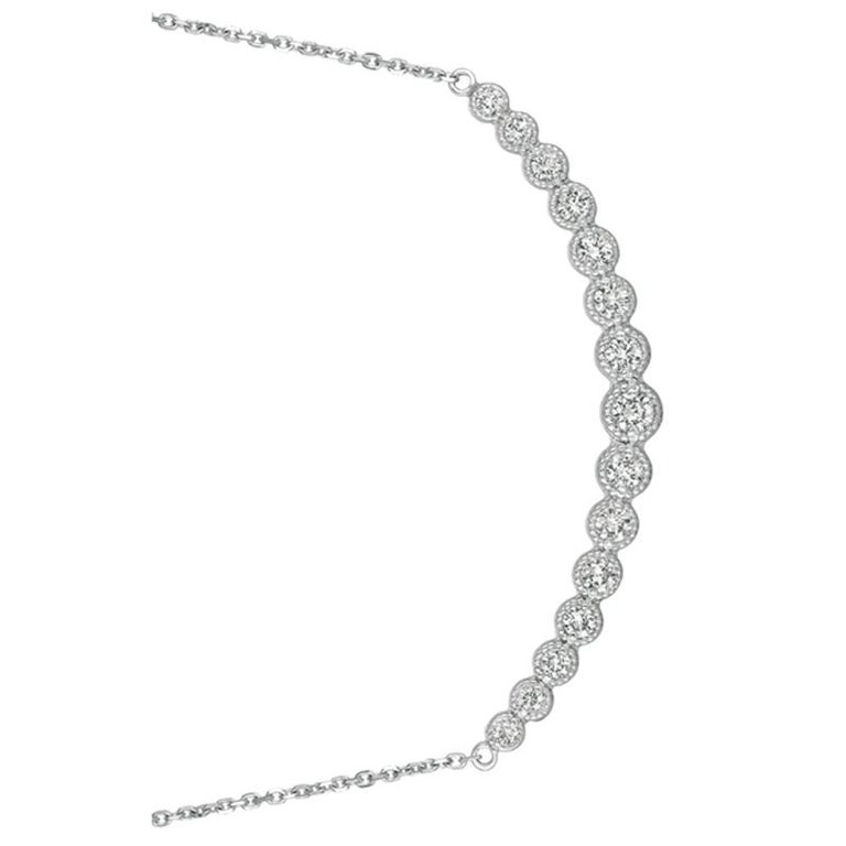 1.00 Carat Natural Diamond Necklace 14 Karat White Gold G SI Chain For ...