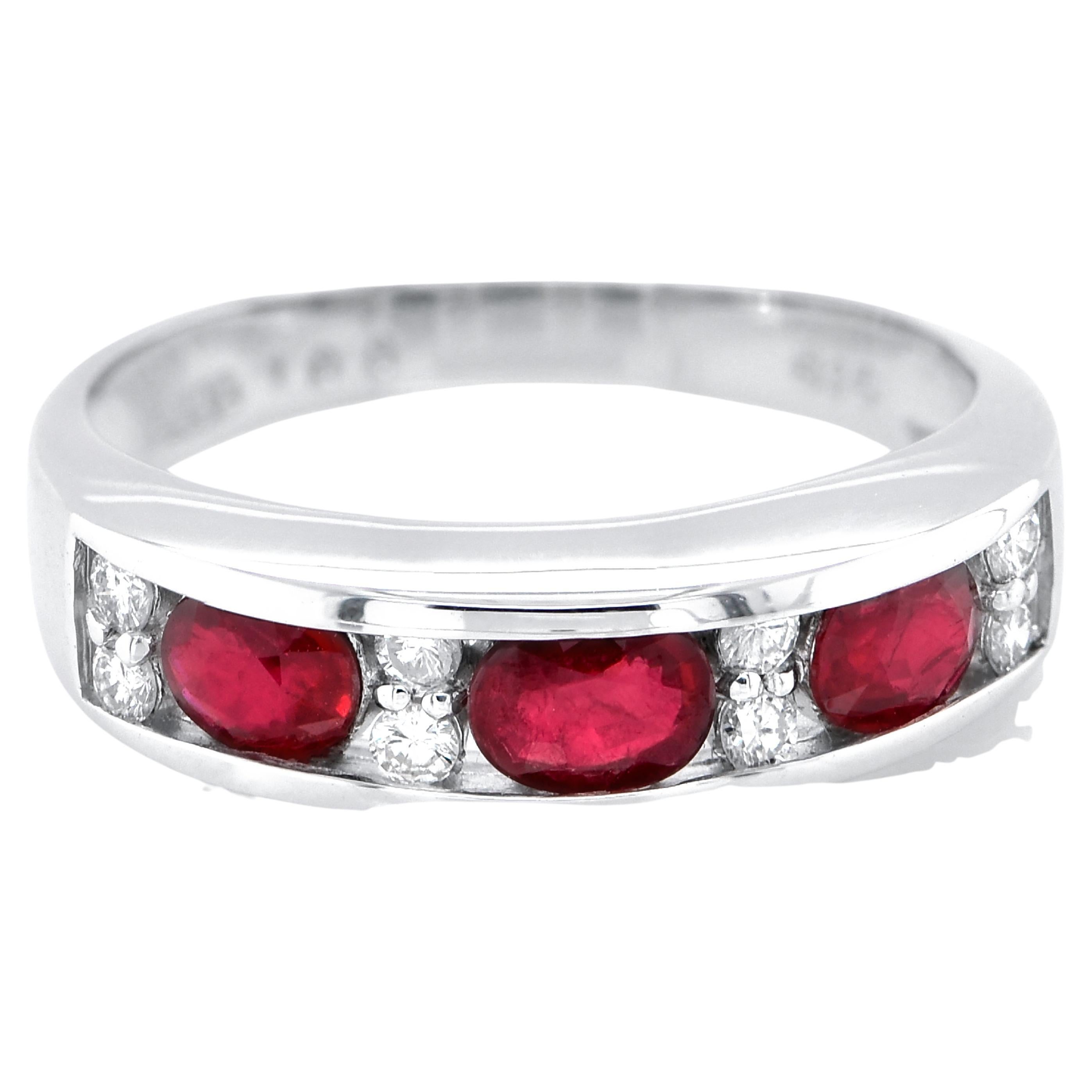 Ruby Ring Set in Platinum with Diamonds For Sale at 1stDibs