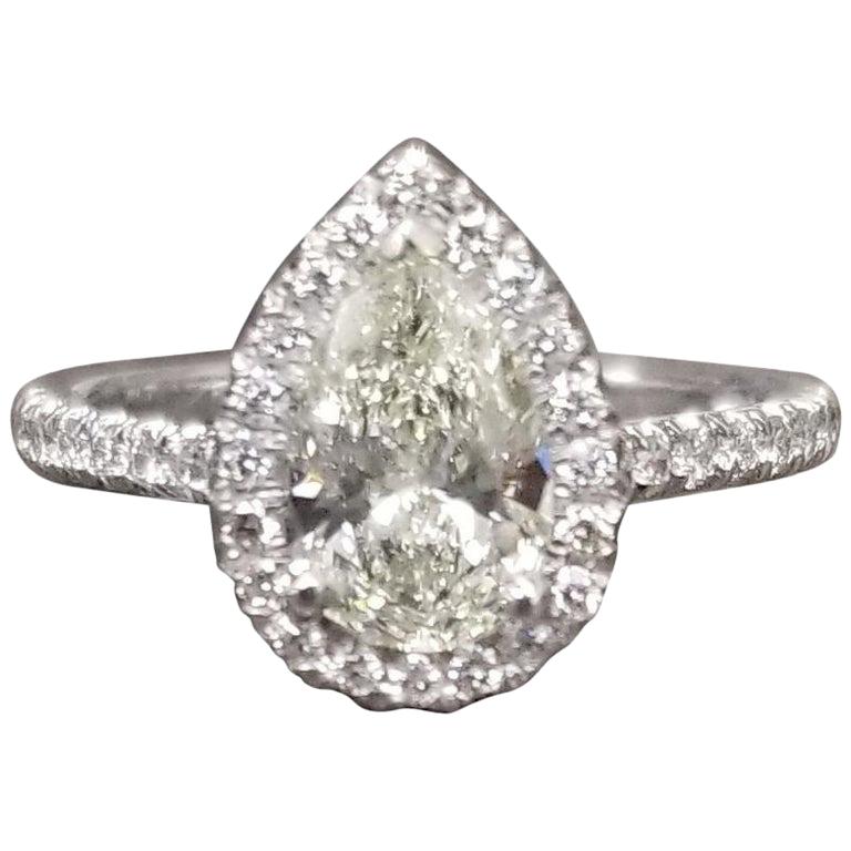 1.00 Carat Pear Shape Diamond with Diamond Halo For Sale at 1stDibs ...