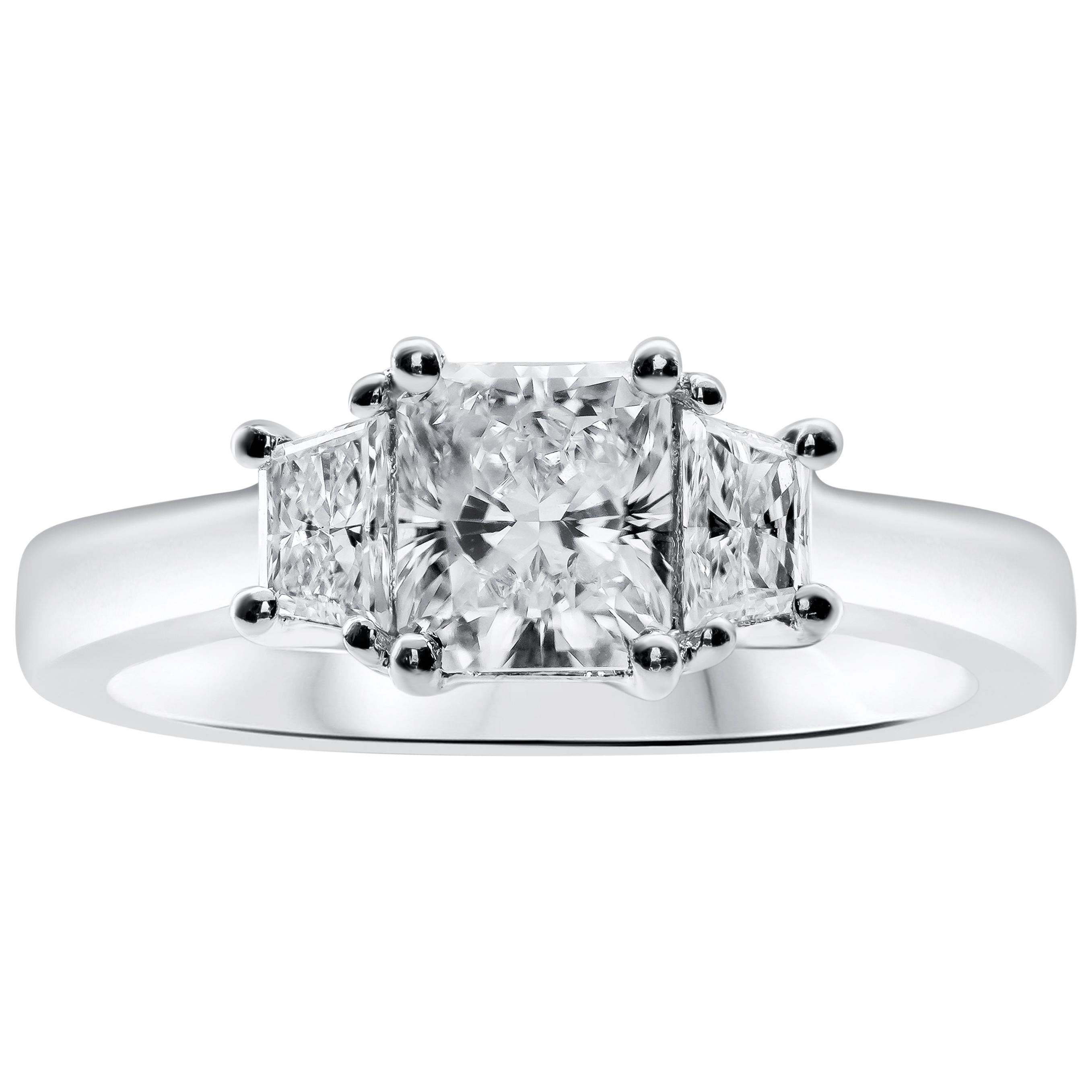 4.16 Carat Radiant-Cut Three-Stone Engagement Ring at 1stDibs