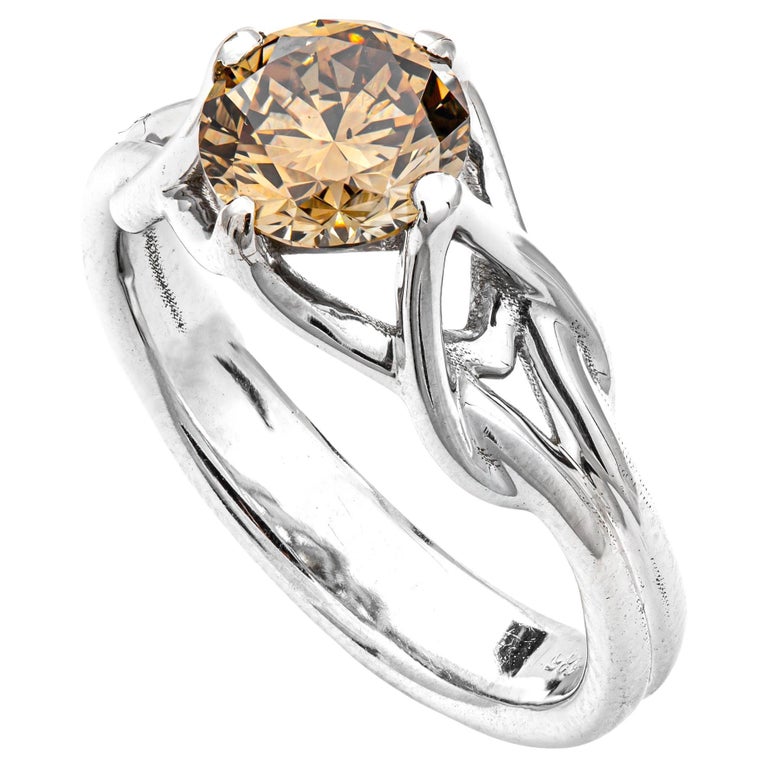 1.00 Ct Natural Fancy Dark Brown Yellow Diamond Ring For Sale at 1stDibs