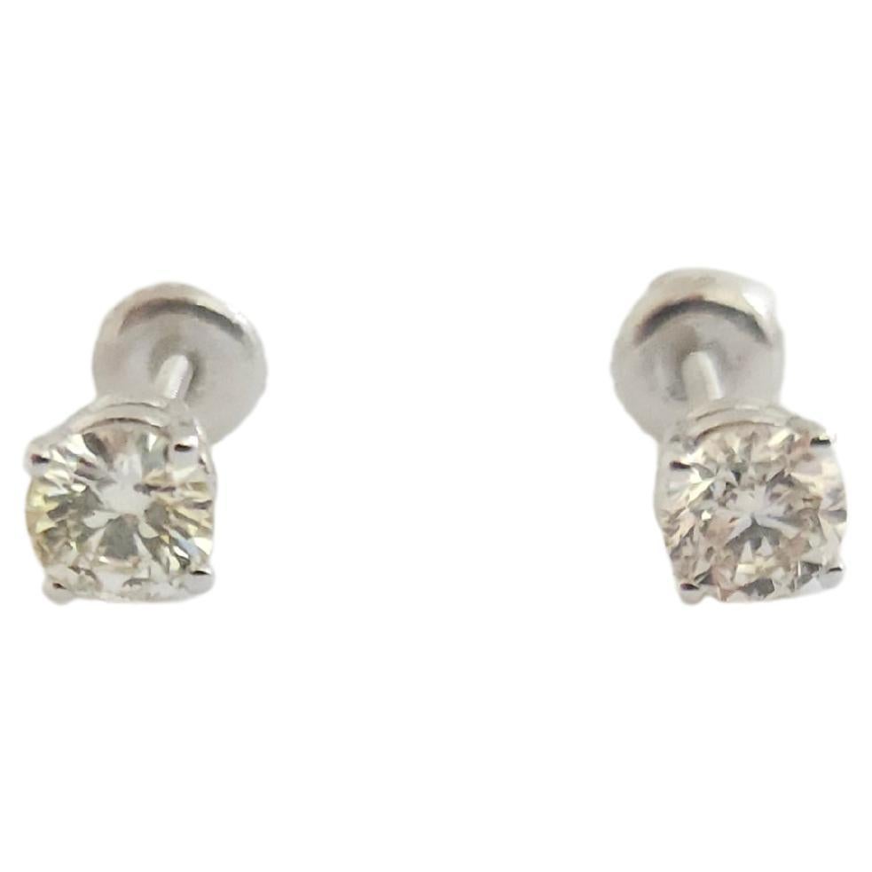 2.20 Ctw Natural Diamond Round Sqrue back Studs White Gold For Sale at ...