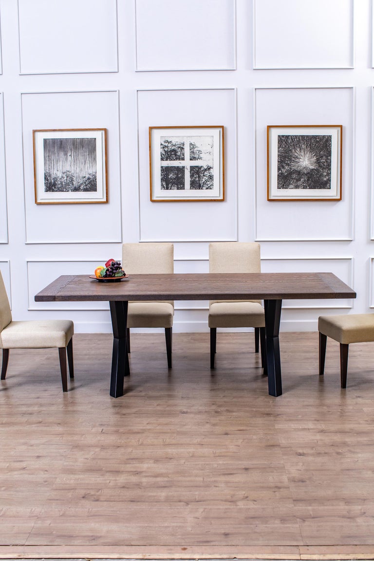100% Hand Crafted Solid Oak Dining Table with Metal Legs For Sale at ...