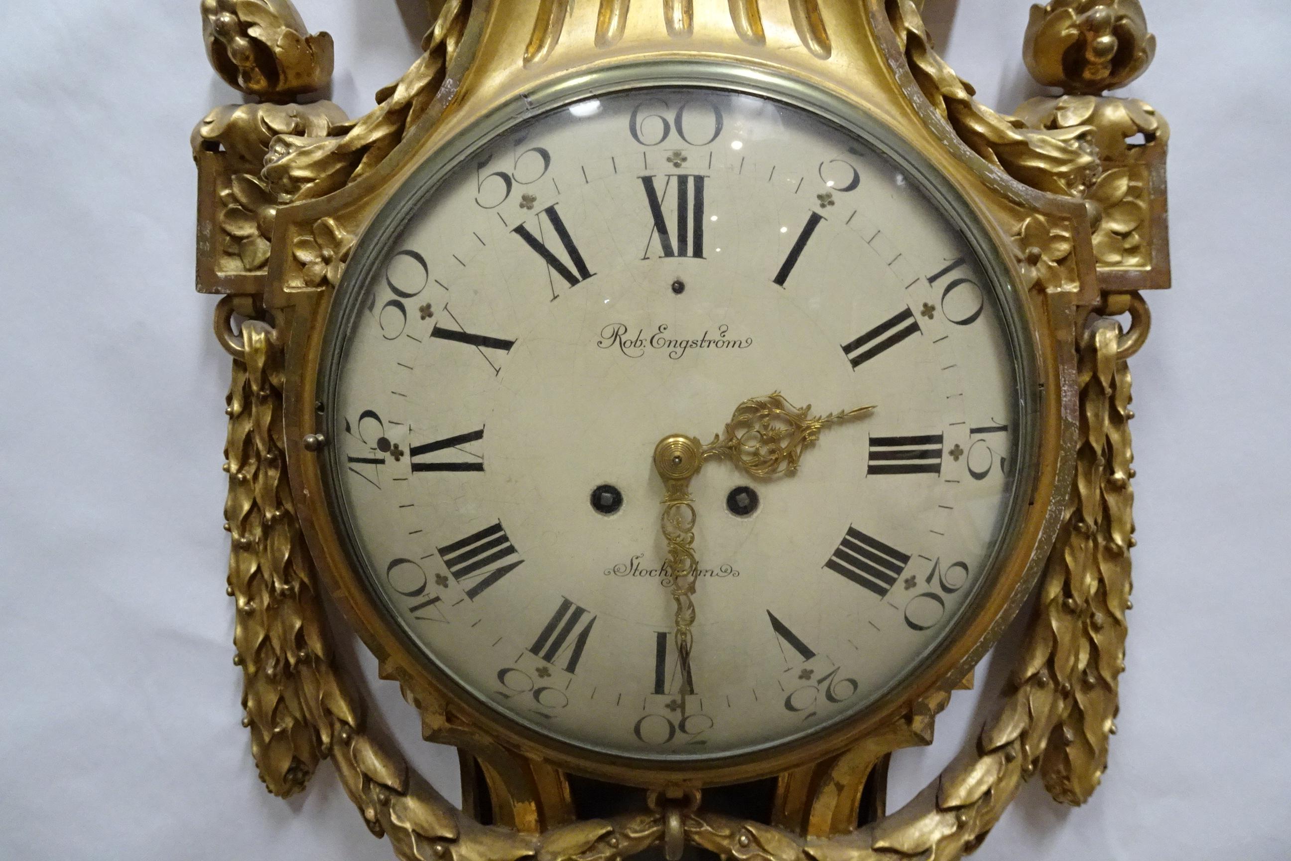 100% Original Finish Gustavian Style Wall Clock For Sale at 1stDibs