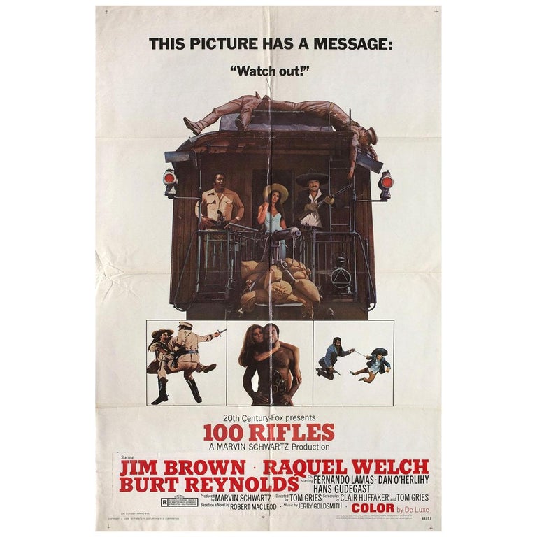 100 Rifles 1969 U.S. One Sheet Film Poster For Sale at 1stDibs