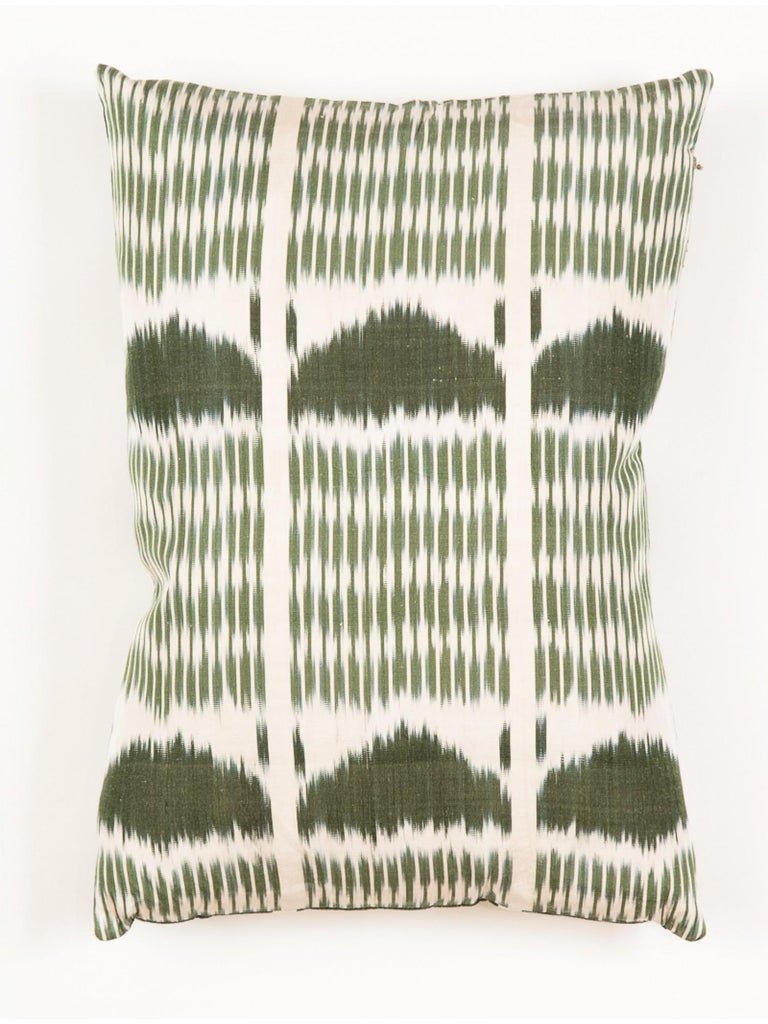 %100 Silk and Natural Dye, Ikat Cushion Cover, Uzbekistan Modern Pillow ...