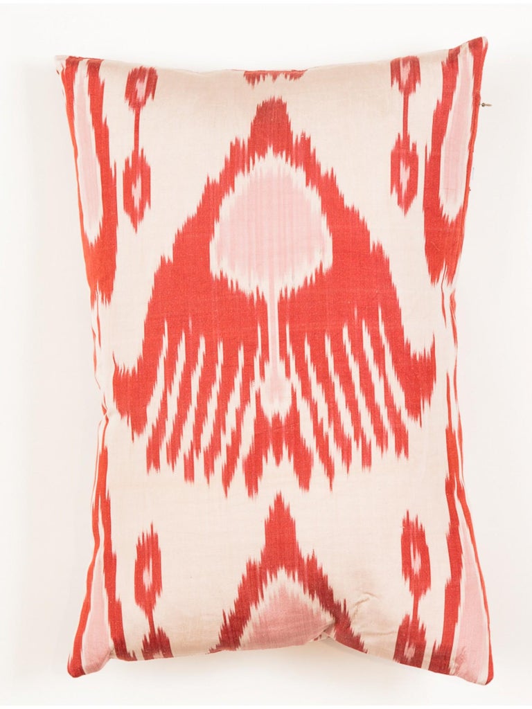 %100 Silk and Natural Dye, Ikat Cushion Cover, Uzbekistan Modern Pillow ...