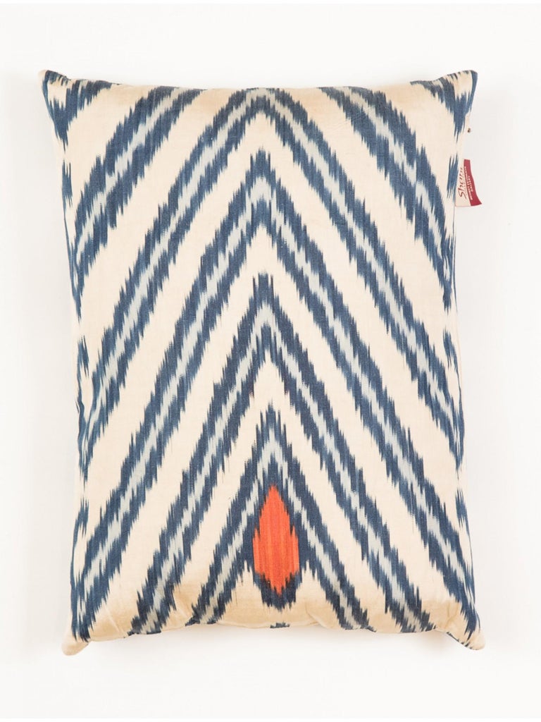 %100 Silk and Natural Dye, Ikat Cushion Cover - Uzbekistan Modern ...