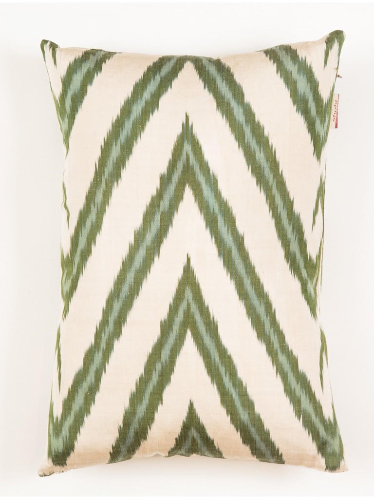 %100 Silk and Natural Dye, Ikat Cushion Cover - Uzbekistan Modern ...