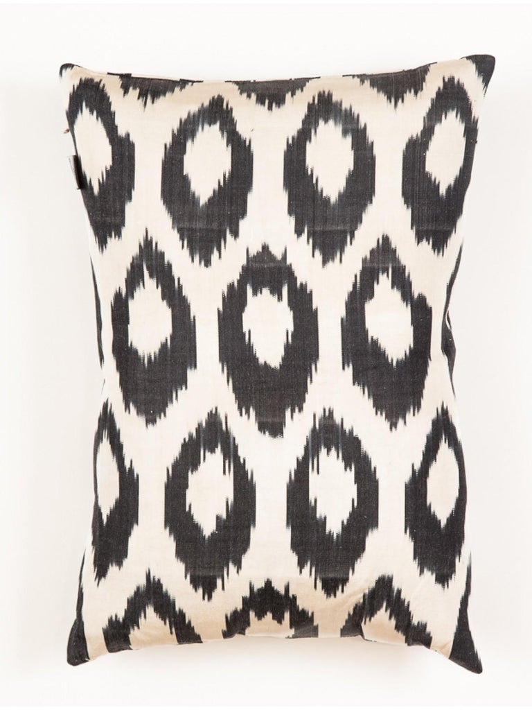 %100 Silk and Natural Dye, Ikat Cushion Cover - Uzbekistan Modern ...