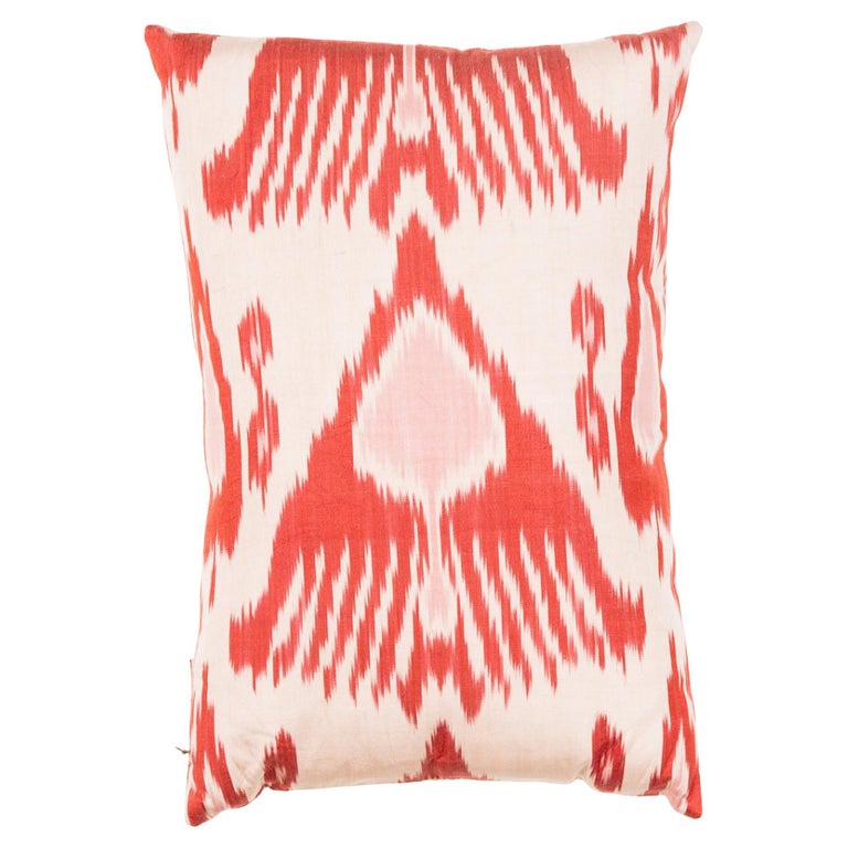 %100 Silk and Natural Dye, Ikat Cushion Cover, Uzbekistan Modern Pillow ...