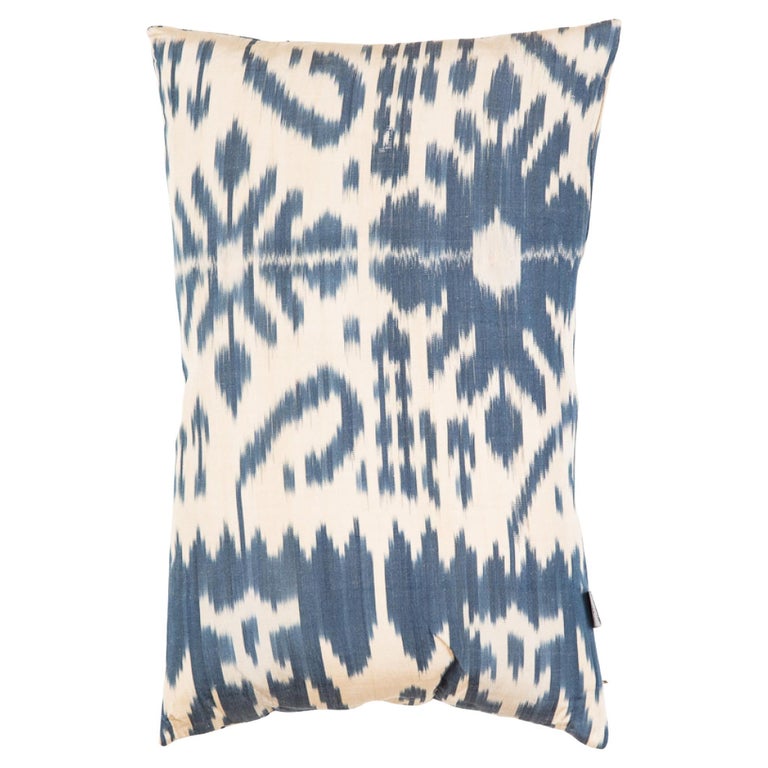 %100 Silk and Natural Dye, Ikat Cushion Cover, Uzbekistan Modern Pillow ...