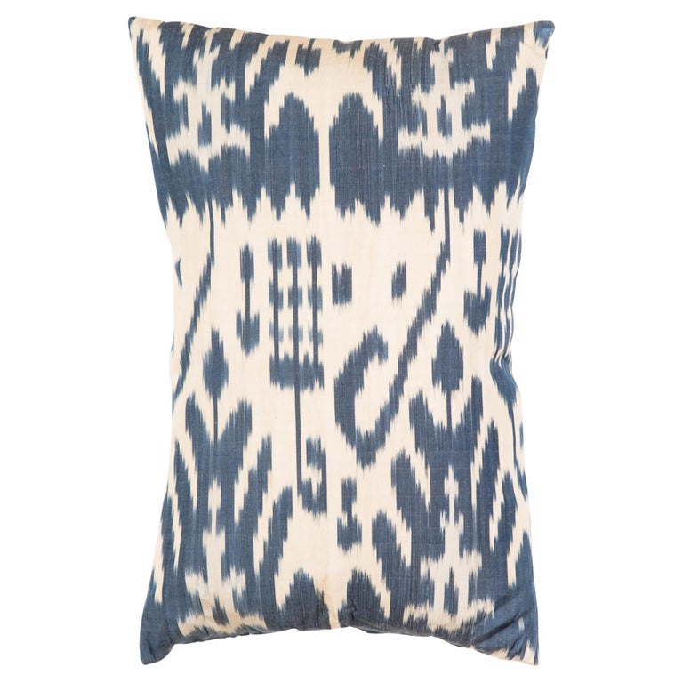 %100 Silk and Natural Dye, Ikat Cushion Cover, Uzbekistan Modern Pillow ...