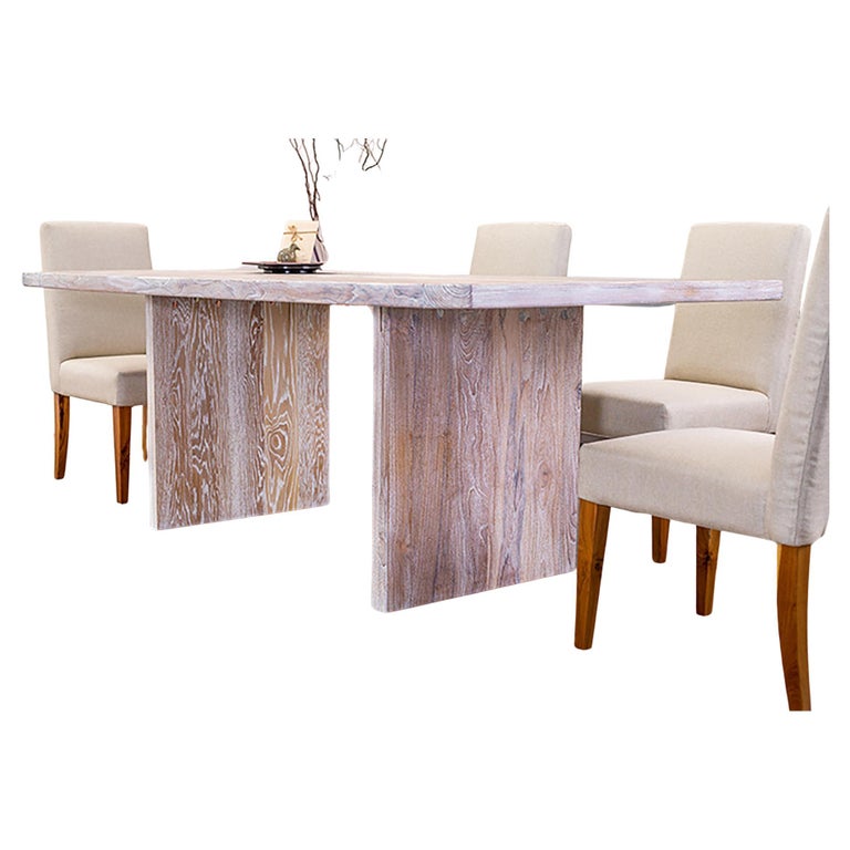 100% Solid Teak Dining Table in Sun Bleached For Sale at 1stDibs
