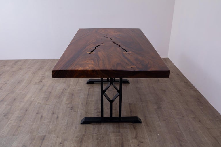 100% Solid Siam Walnut/Acacia Slab with Black Steel Legs For Sale at ...