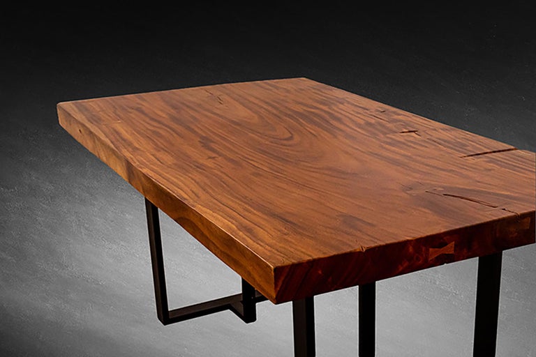 100% Solid Siam Walnut/Acacia Slab with Black Steel Legs For Sale at ...