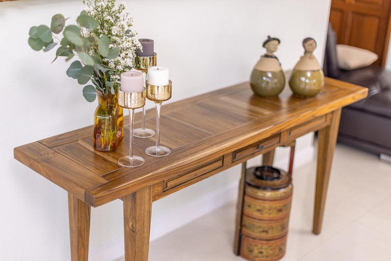 100% Solid Teak Console Table in a Natural Finish For Sale at 1stDibs
