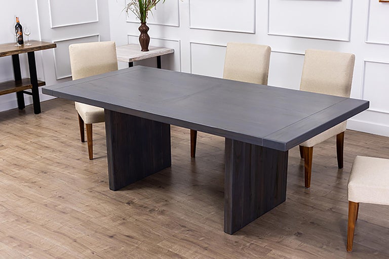 100% Solid Teak Dining Table in Anthracite, Color Chip Sample Available ...