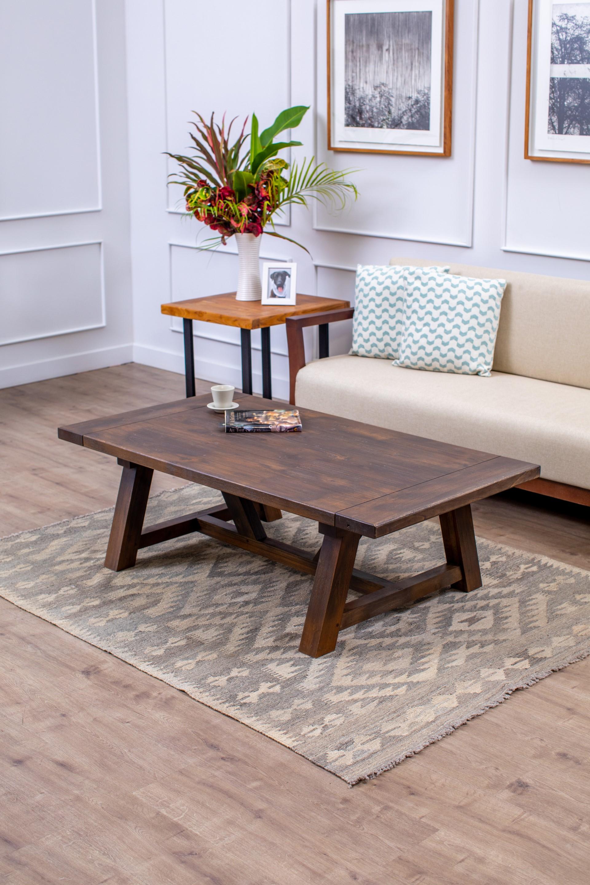 100% Solid Teak Hand-Crafted Rustic Farmhouse Coffee Table at 1stDibs