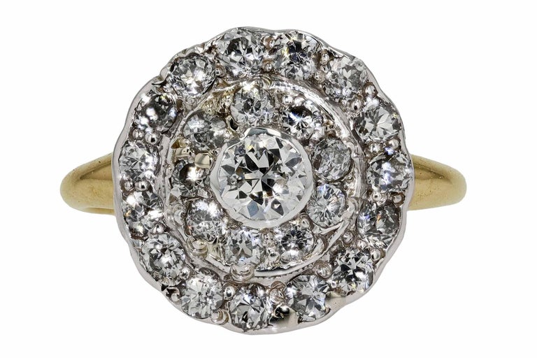 100 Year Old Victorian Diamond Cluster Engagement Ring For Sale at 1stDibs