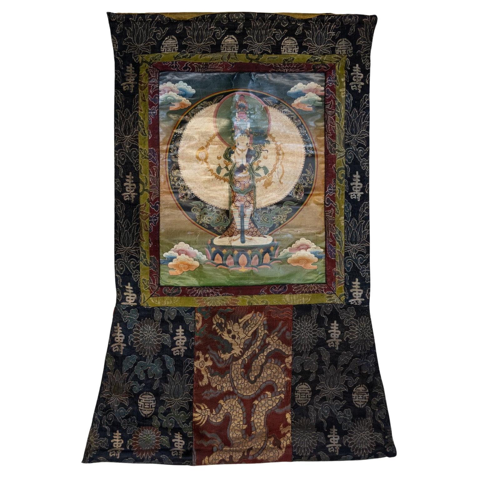 1000 Armed Avalokiteshvara Tibetan Thangka For Sale at 1stDibs