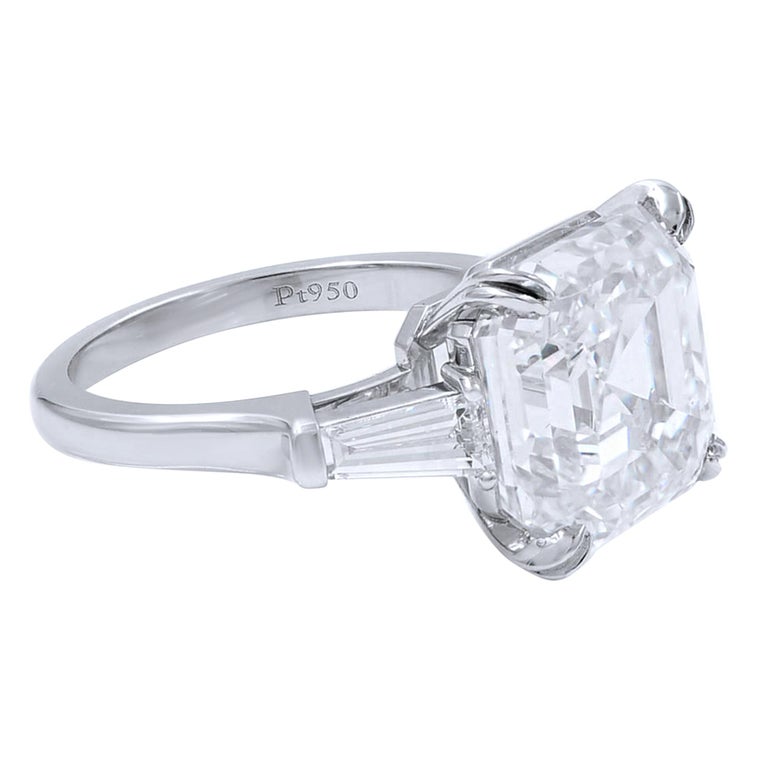 10.00 Carat Asscher Cut Three-Stone Custom Made Engagement Ring ...