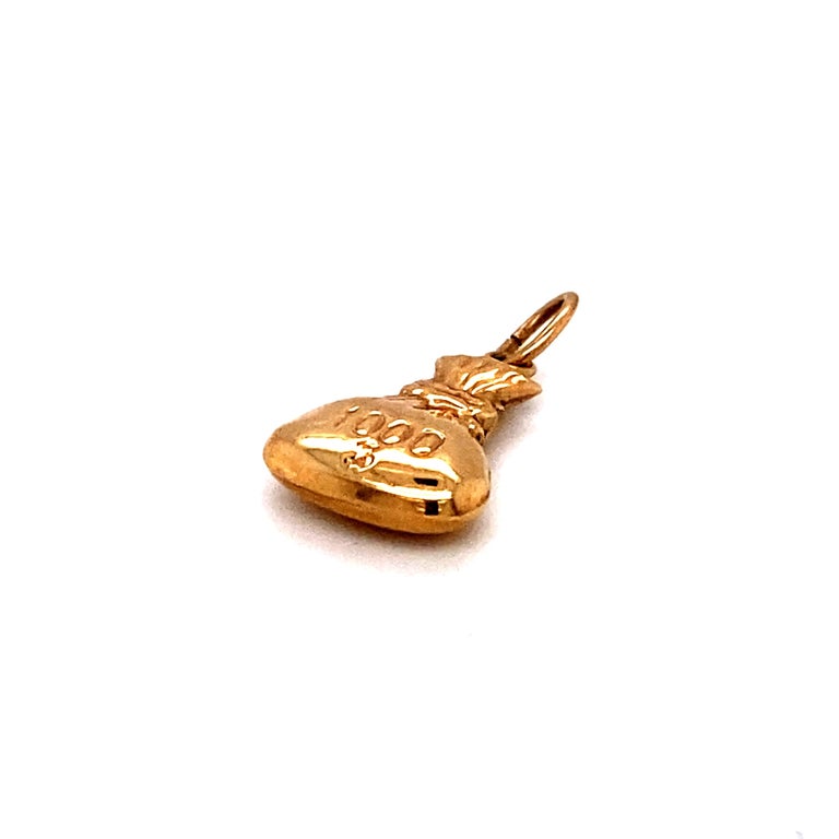 $1000 Money Bag Charm in 14 Karat Gold For Sale at 1stDibs