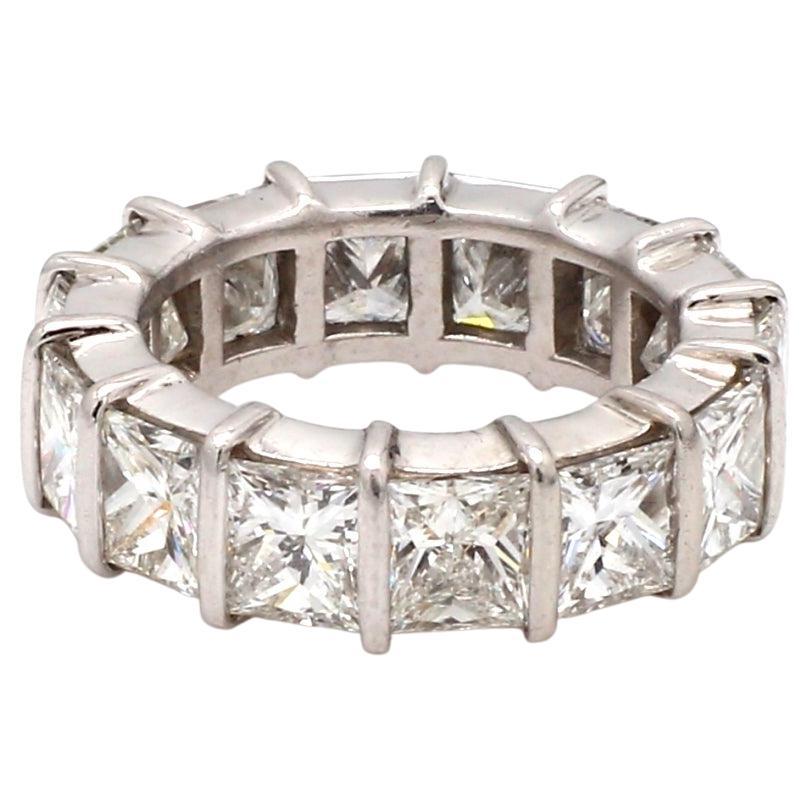 Estate 14 Karat White Gold Princess Cut Invisible Set Diamond Ring Band ...