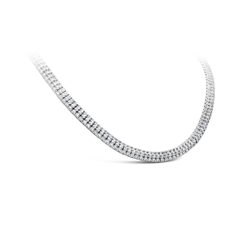 10.02 Carat Three Row Diamond Necklace For Sale at 1stDibs