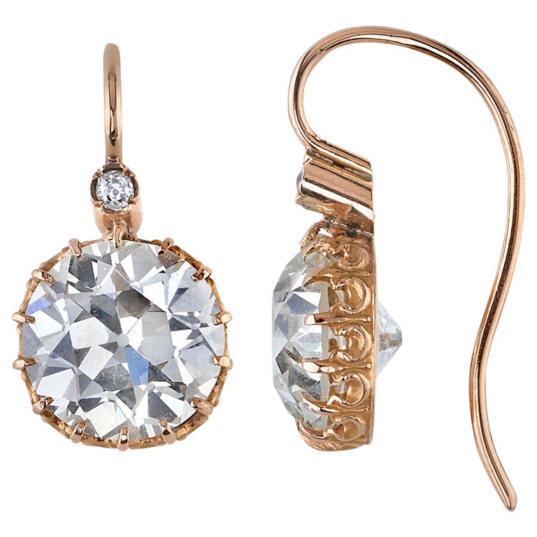 Handcrafted Ashe Old European Cut Drop Earrings by Single Stone at 1stDibs