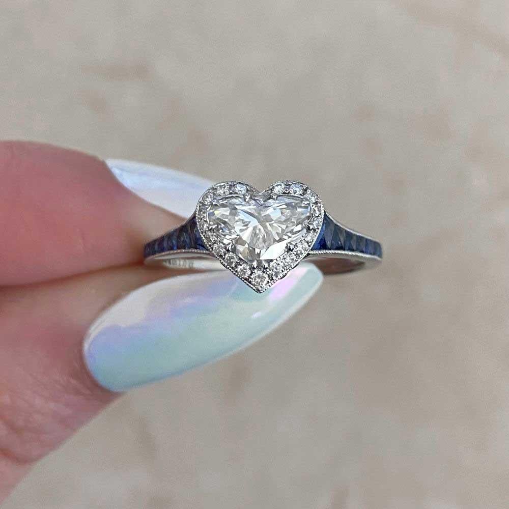 1.00ct Heart Shape Diamond Engagement Ring, Platinum For Sale at 1stDibs